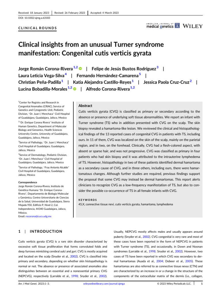 Turner Syndrome and Cutis Verticis Gyrata | PDF | Medical Specialties ...
