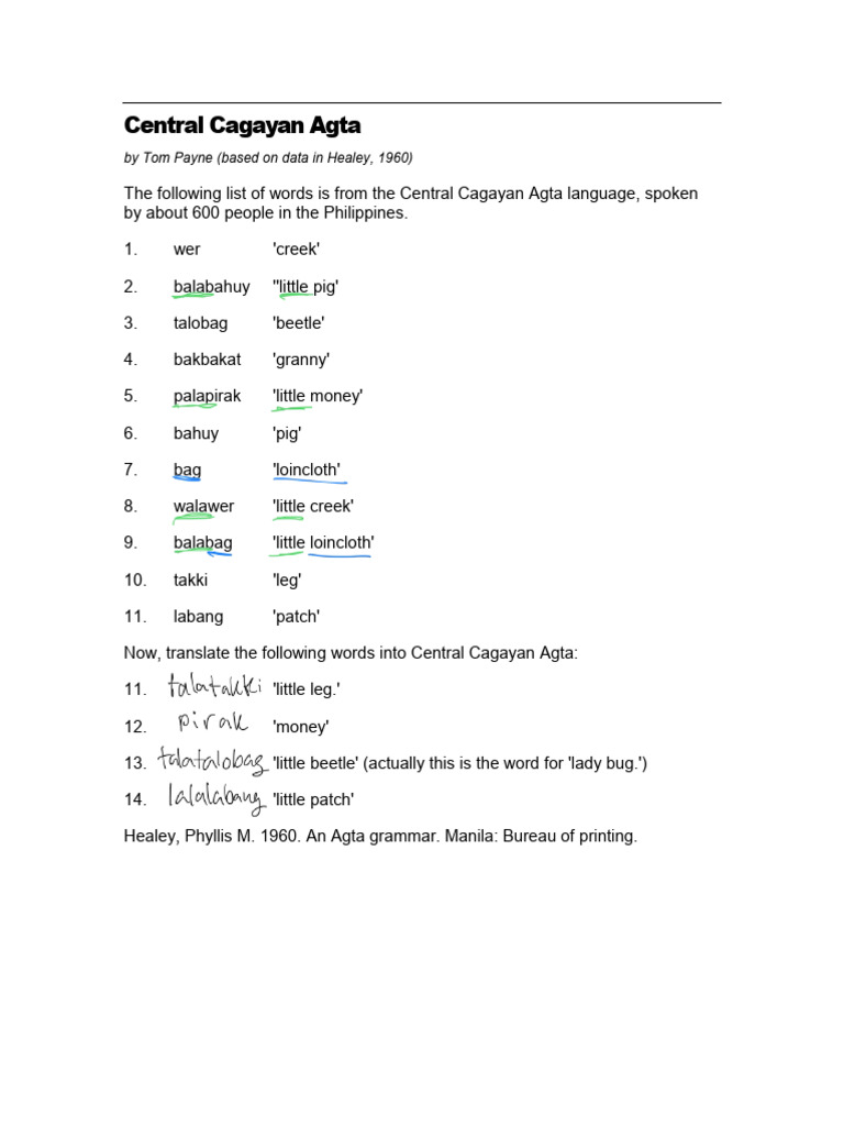 Agta - Linguistic Olympiad | PDF