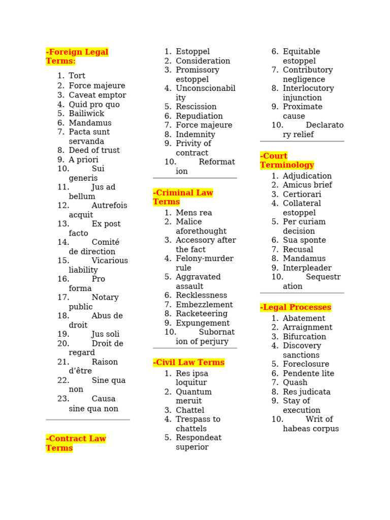 Essential Legal Terms Explained | PDF | Common Law | Legal Concepts