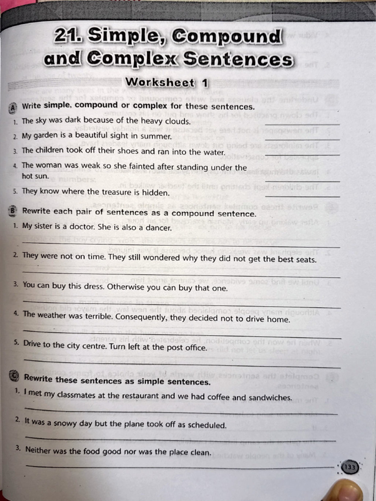 7th - Simple Complex Compound - Worksheet | PDF