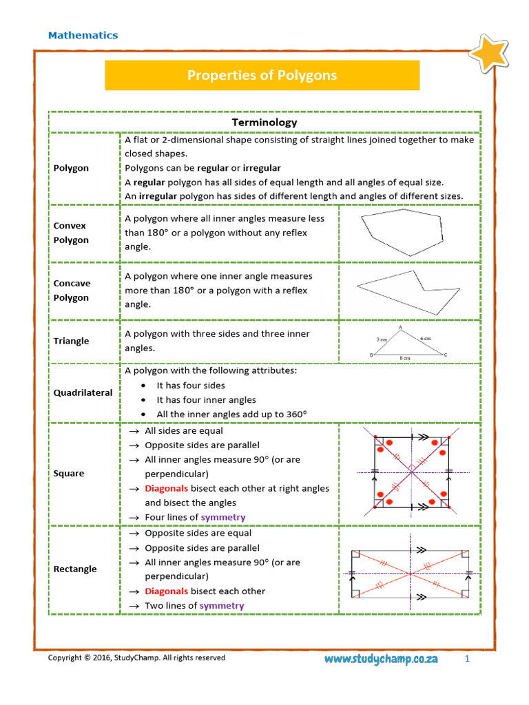 Maths Ws Properties Polygons HG | PDF | Perpendicular | Triangle