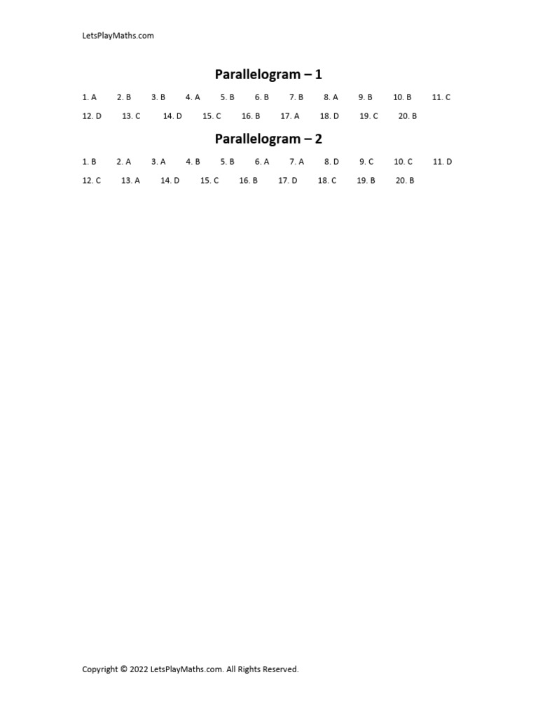 Parallelogram Answer | PDF