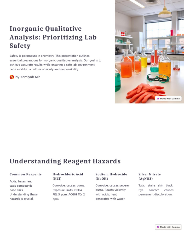 Inorganic Qualitative Analysis Prioritizing Lab Safety | PDF | Personal ...