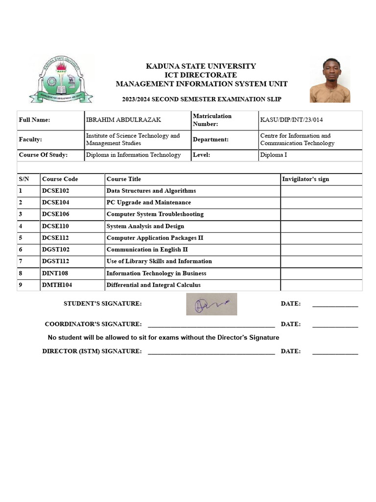 Examination Slip | PDF