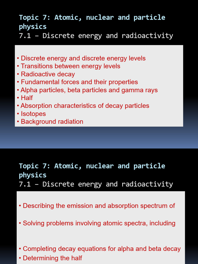 topic_7_1_discrete_energy_and_radioactivity use | PDF | Radioactive ...