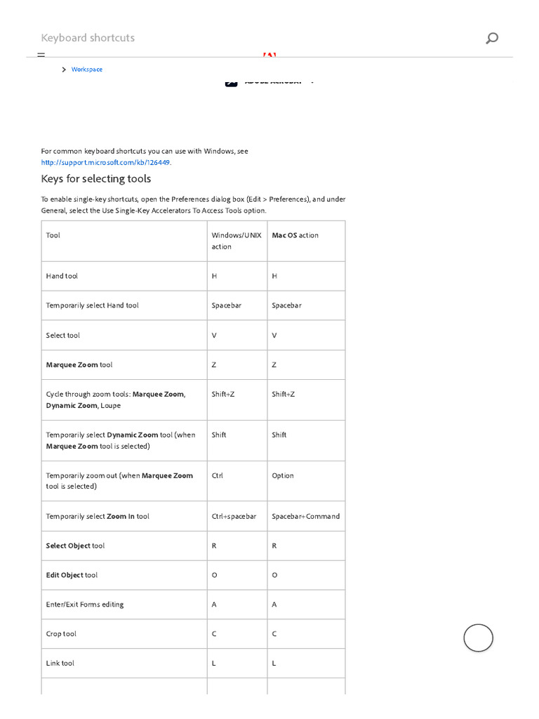 Adobe Acrobat keyboard shortcut | PDF | Window (Computing) | Computer Keyboard