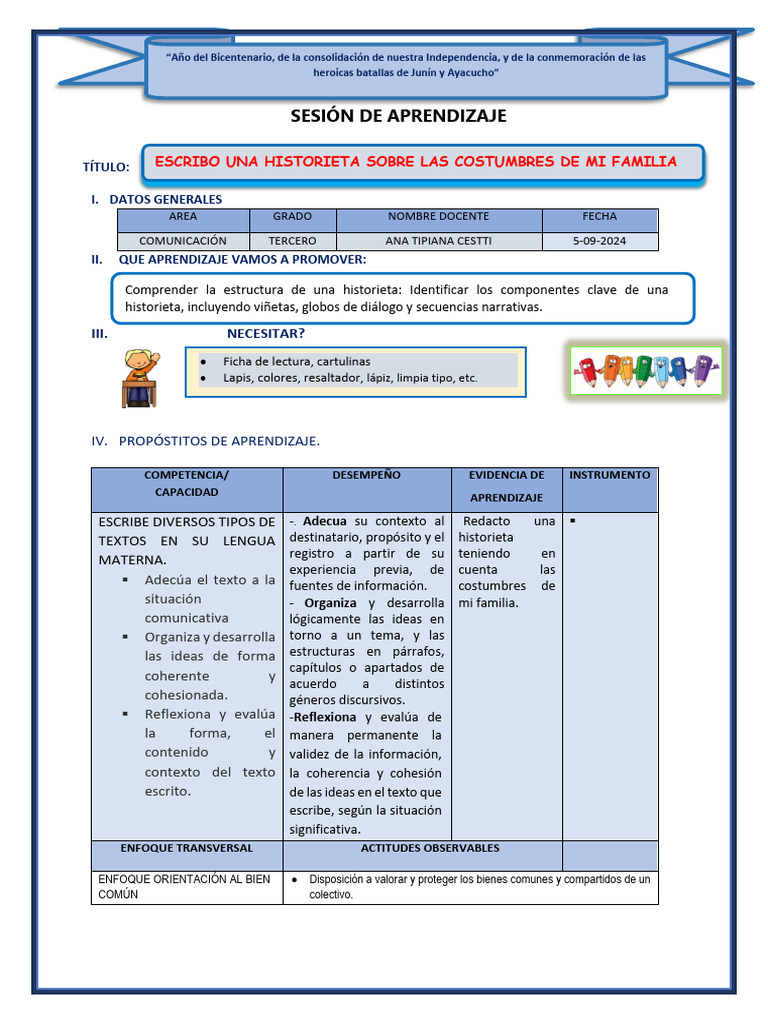 Sesion - de - La - Historieta Refuerzo | PDF