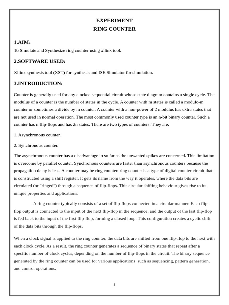 Ring Counter | PDF | Logic Gate | Digital Electronics