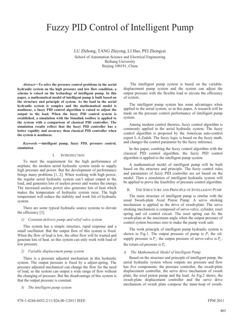 FUZZY - PID Control of Intelligent Pump | PDF | Fuzzy Logic | Control Theory