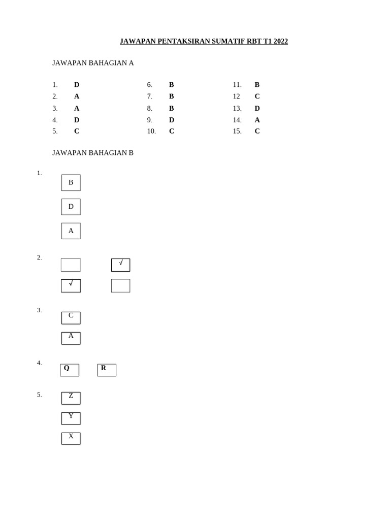 JAWAPAN PPT T1 RBT | PDF