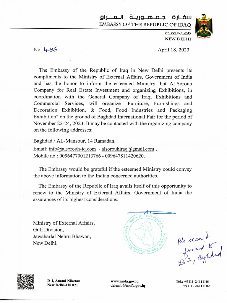 Embassy of Iraq - New Delhi | PDF