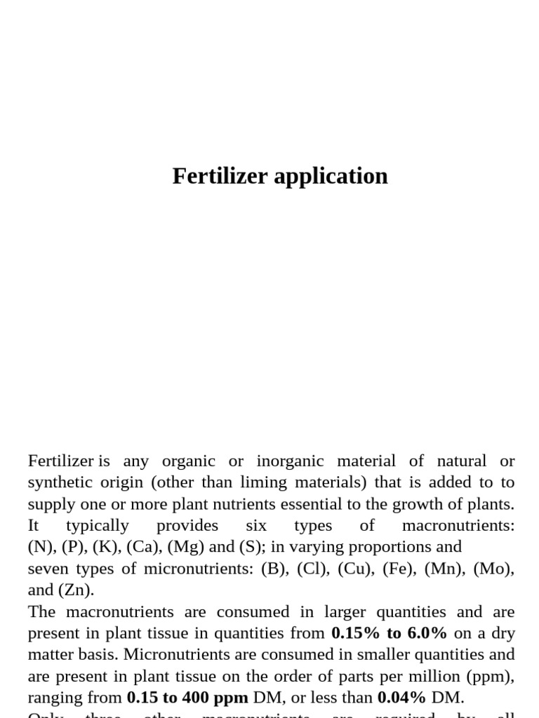 Fertilizer Application Guide | PDF | Fertilizer | Plant Nutrition