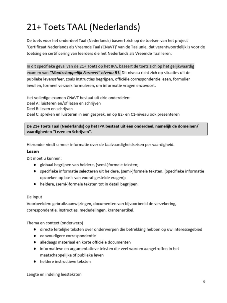 21+toets Info Taal (Ned) | PDF
