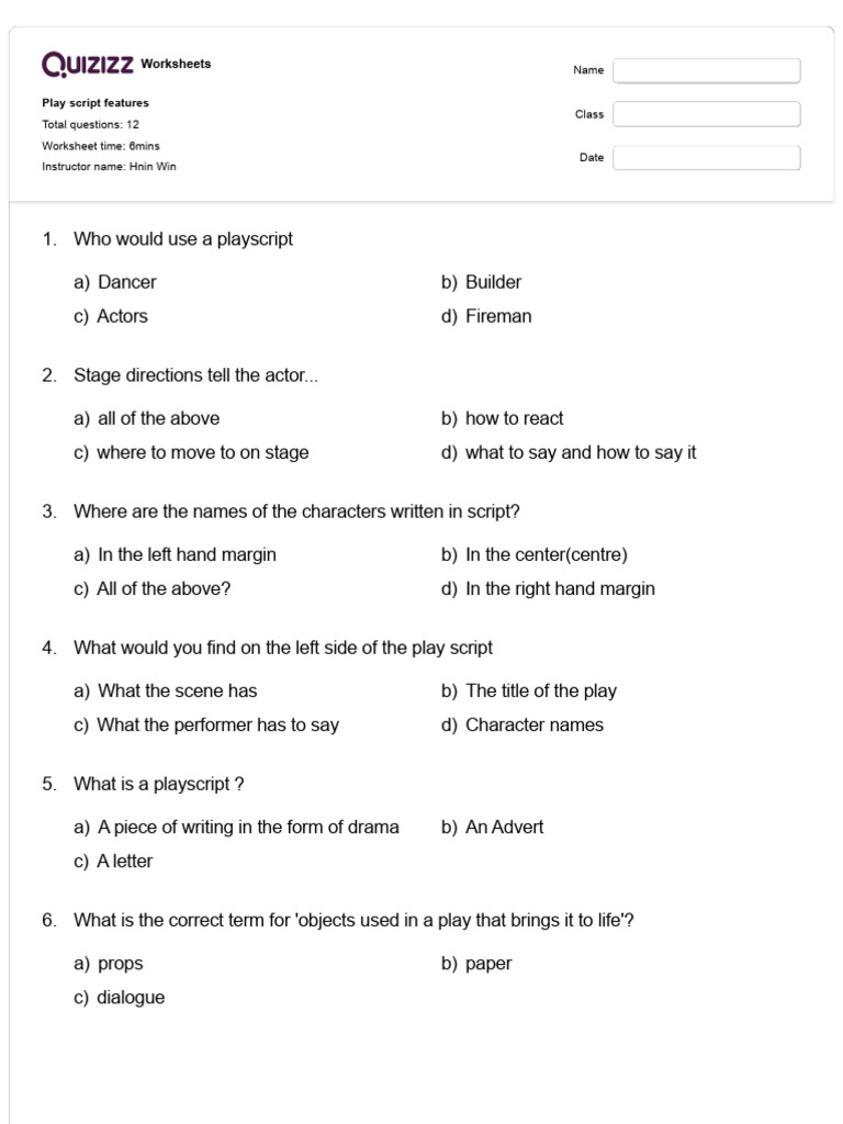 Play Script Features - Quizizz | PDF