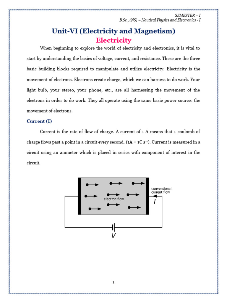 Unit-IV Electricity and Magnetism | PDF | Voltage | Electric Power