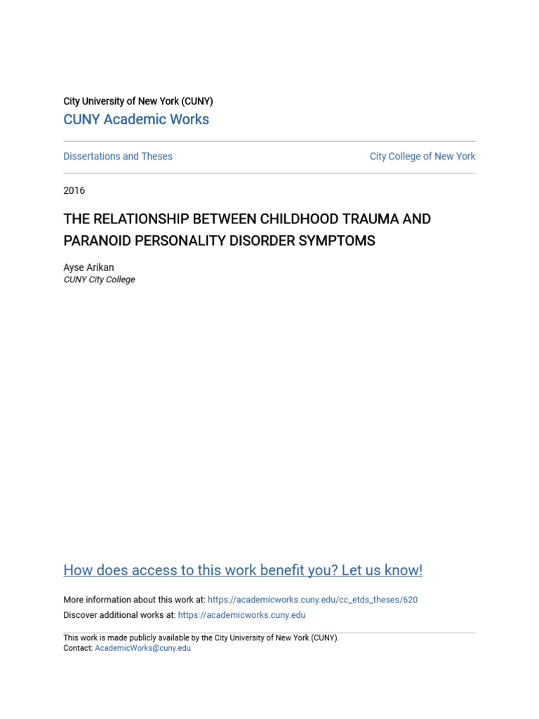 The Relationship Between Childhood Trauma and Paranoid Personalit | PDF ...
