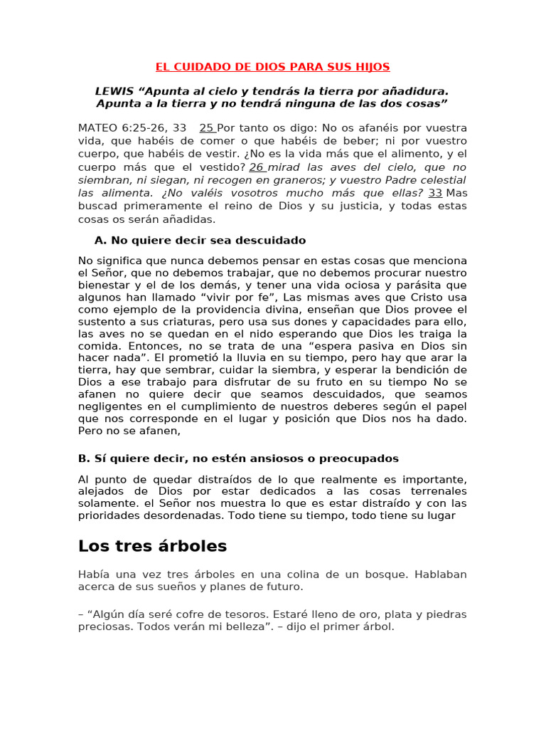 Cuidado Divino para Sus Hijos | PDF | Jesús | Dios