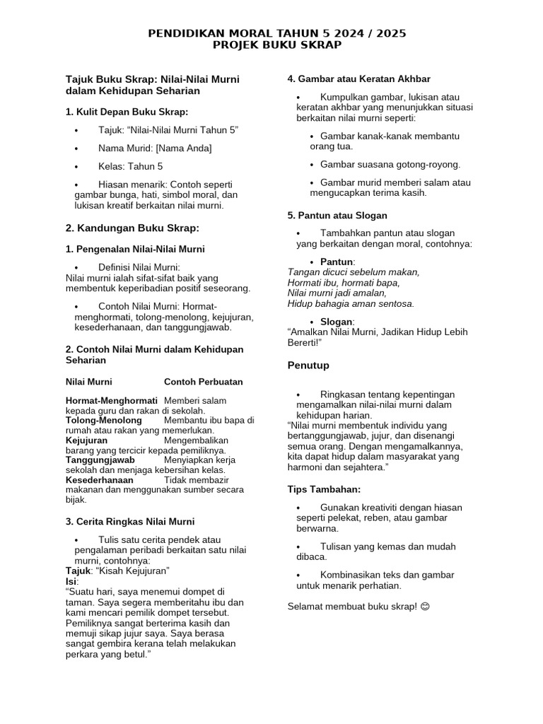 Projek Buku Skrap PM5 2024 | PDF
