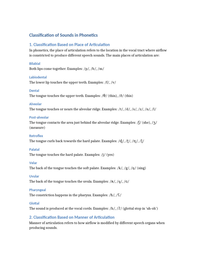 Phonetics_Classification | PDF | Phonetics | Human Voice