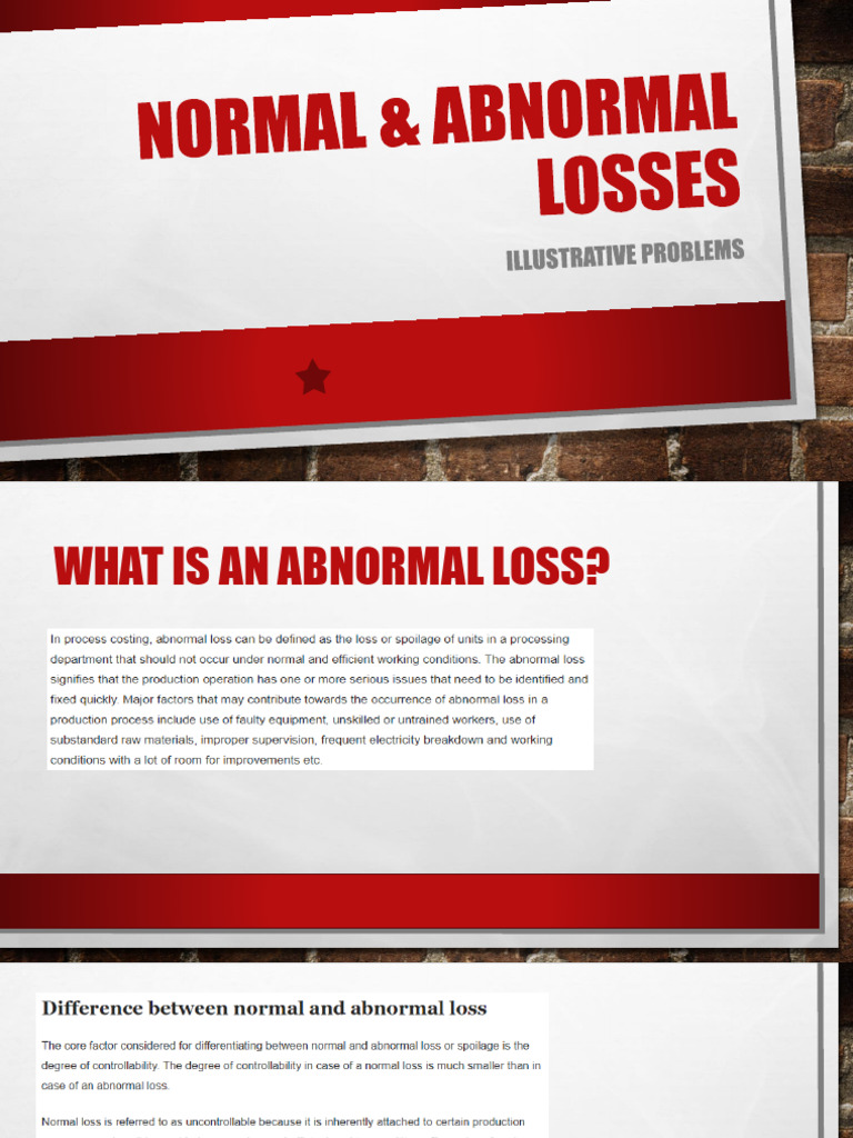 Normal & Abnormal Losses | PDF
