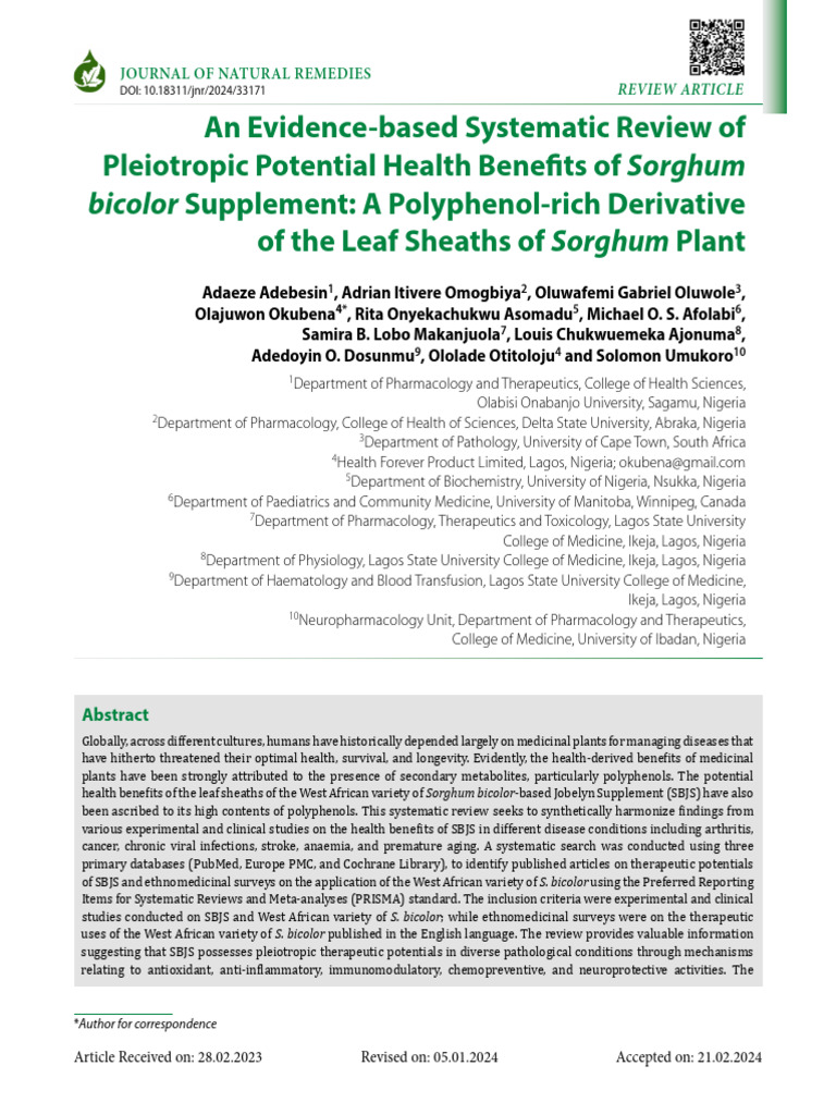 An Evidence-Based Systematic Review of Pleiotropic | PDF | Inflammation ...