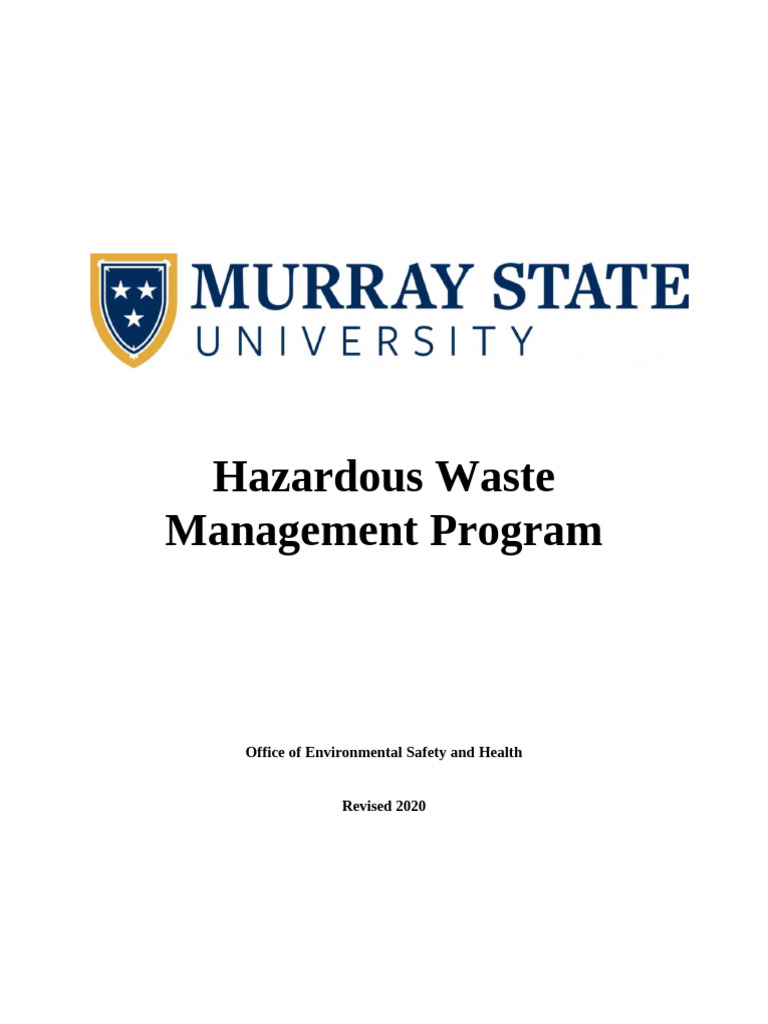 Hazardous - Waste - Management - Program - 2020 2 | PDF | Waste ...