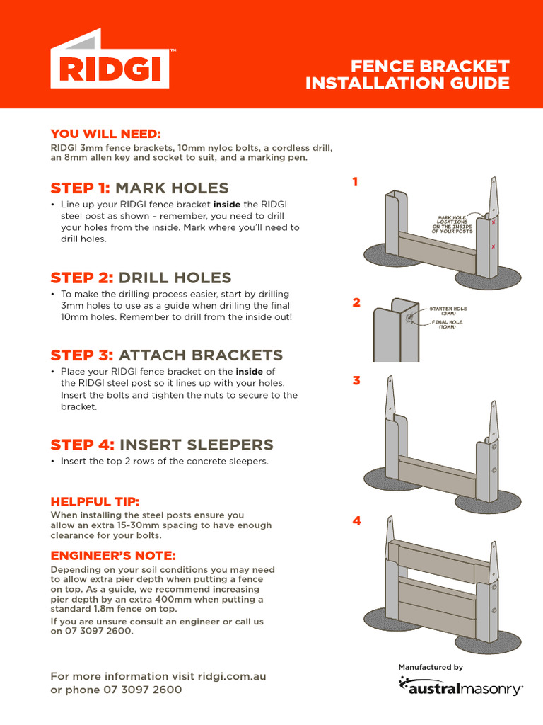 Fence Bracket Installation Guides | PDF