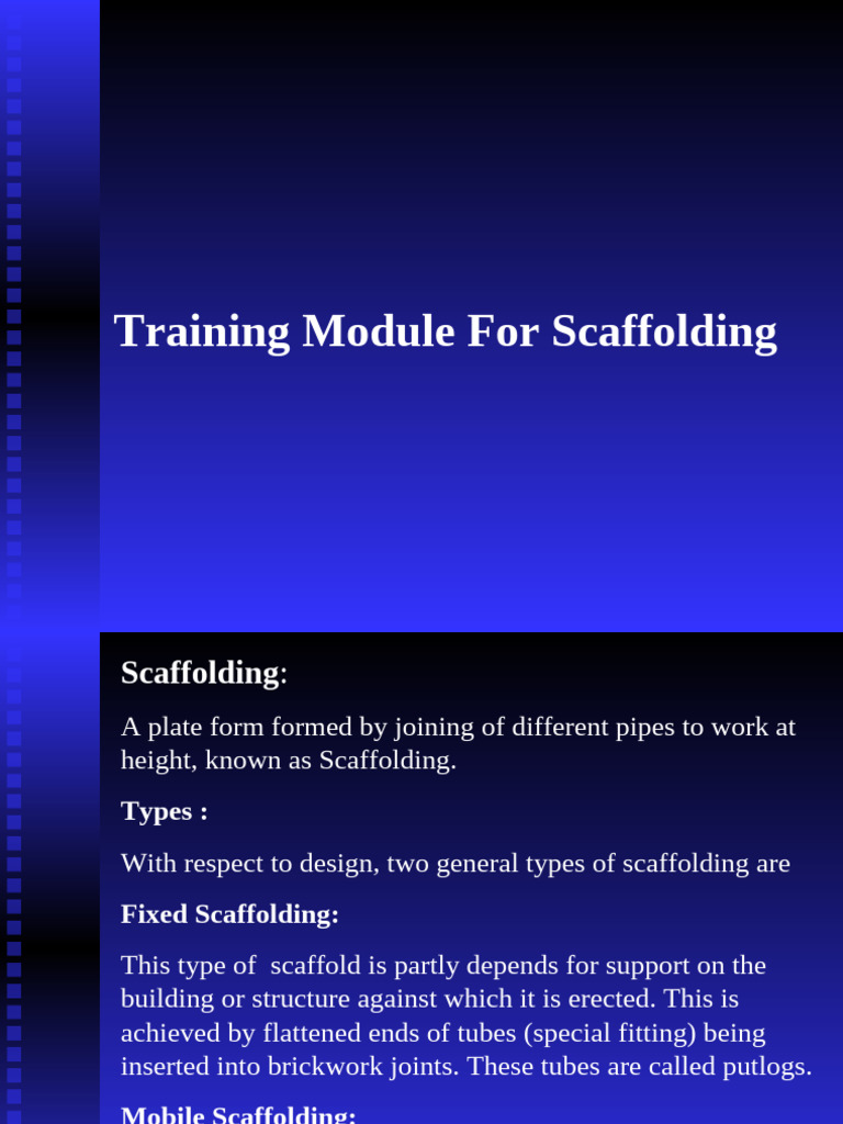 Scaffolding Safety Training Module | PDF | Scaffolding