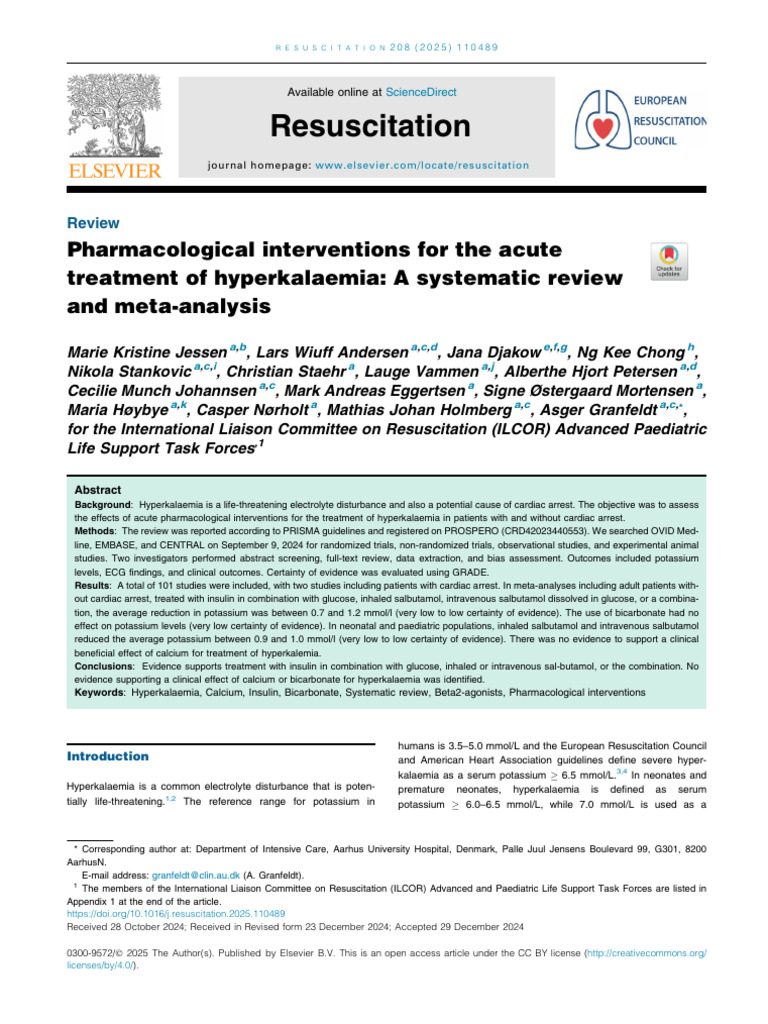 Pharmacological Treatments for Hyperkalaemia | PDF | Cardiac Arrest ...