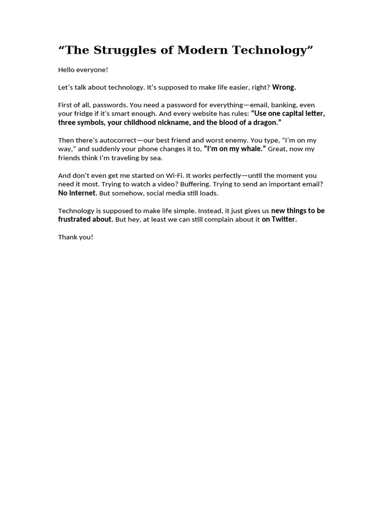 The Struggles of Modern Technology | PDF