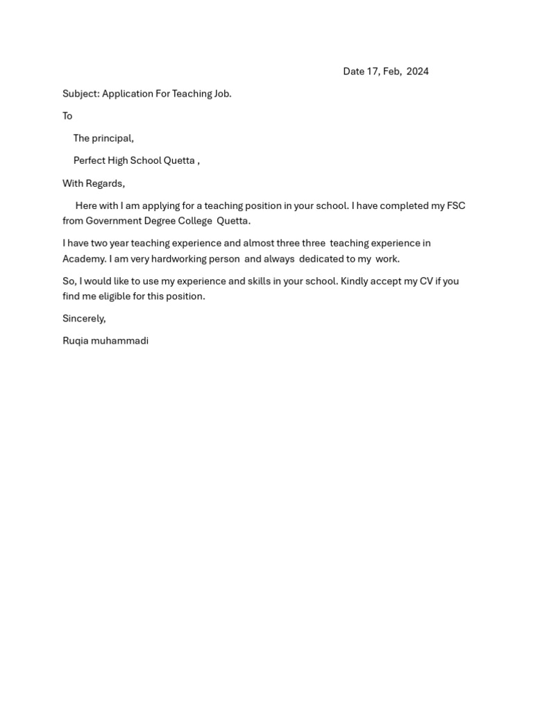 Application For Job Interview | PDF