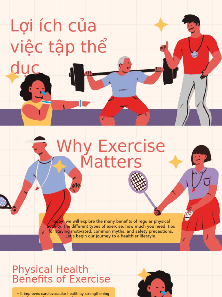 Purple and Yellow Illustration Importance of Exercise Presentation ...