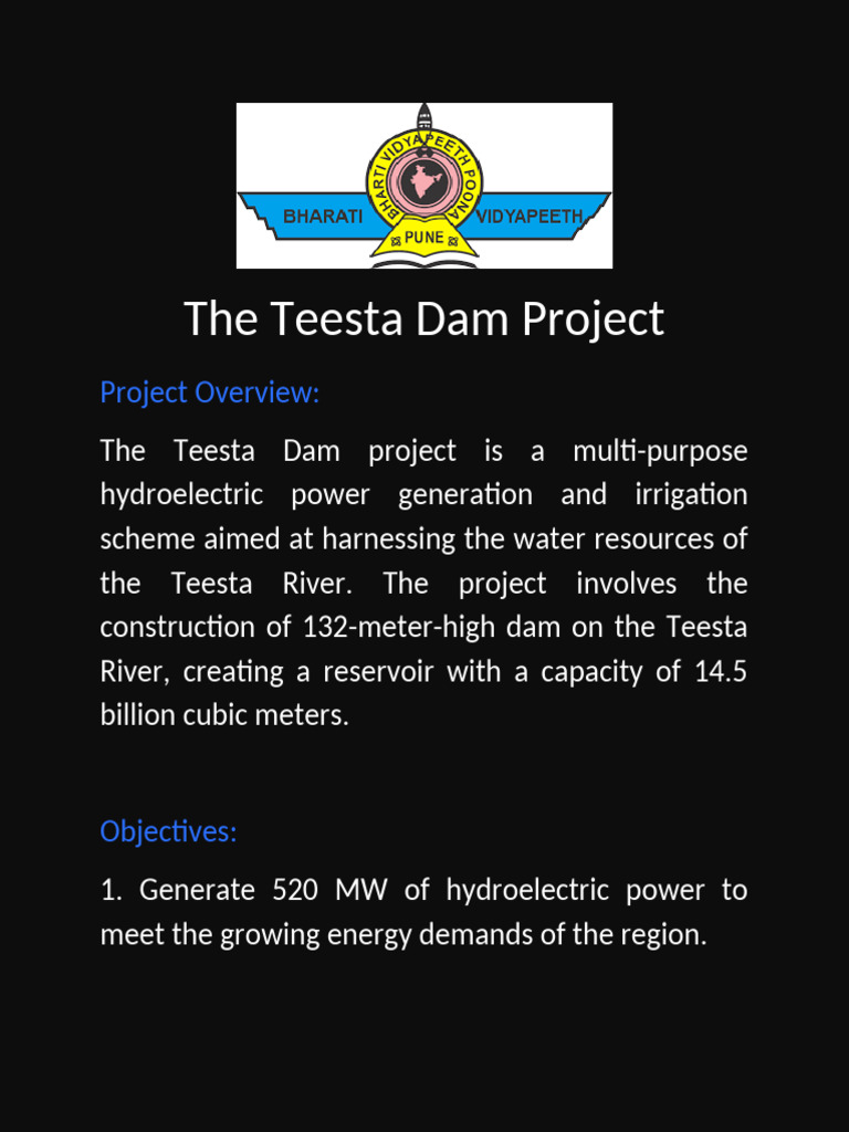 Teesta Dam Project Overview and Benefits | PDF