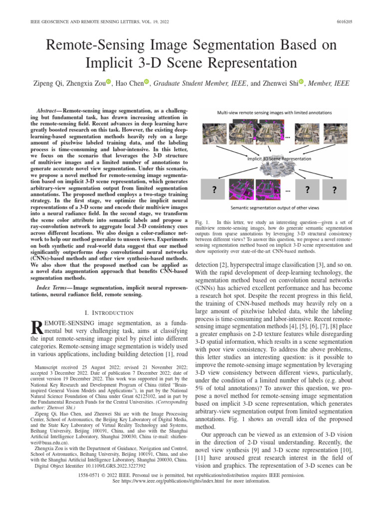 Remote-Sensing Image Segmentation Based On Implicit 3-D Scene Representation | PDF | Image ...