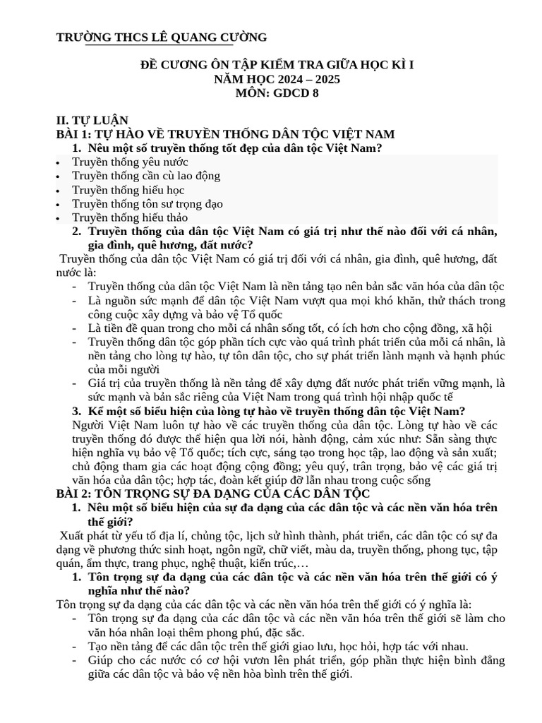 De Cuong GDCD 8. Ghki. 24 - 25 | PDF