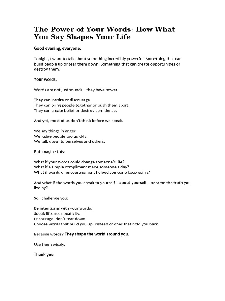 The Power of Your Words | PDF