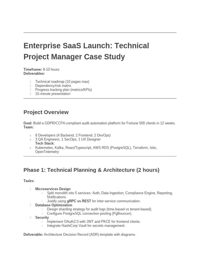 Platforms Program Manager Case Study 20250212 (1) | PDF | Software Bug | Postgre Sql