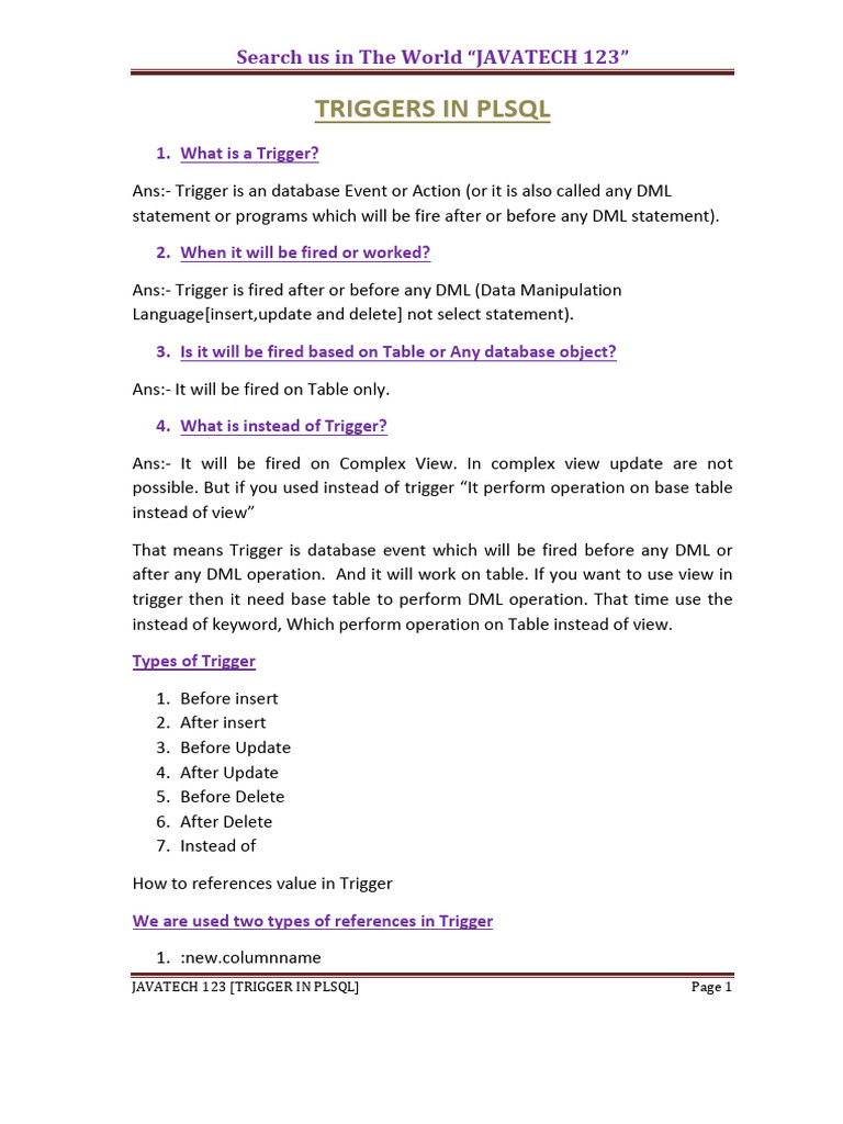 TRIGGERS_IN_PLSQL_with_YTB | PDF | Sql | Data Management