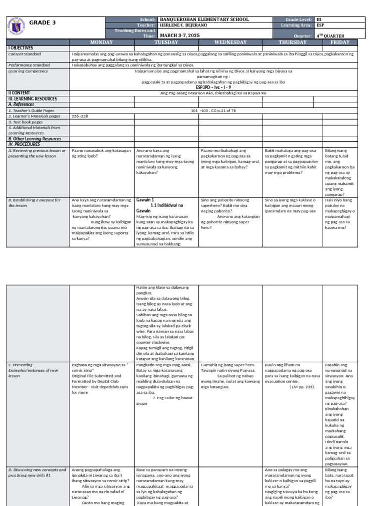 DLL - Esp 3 - Q4 - W4 | PDF