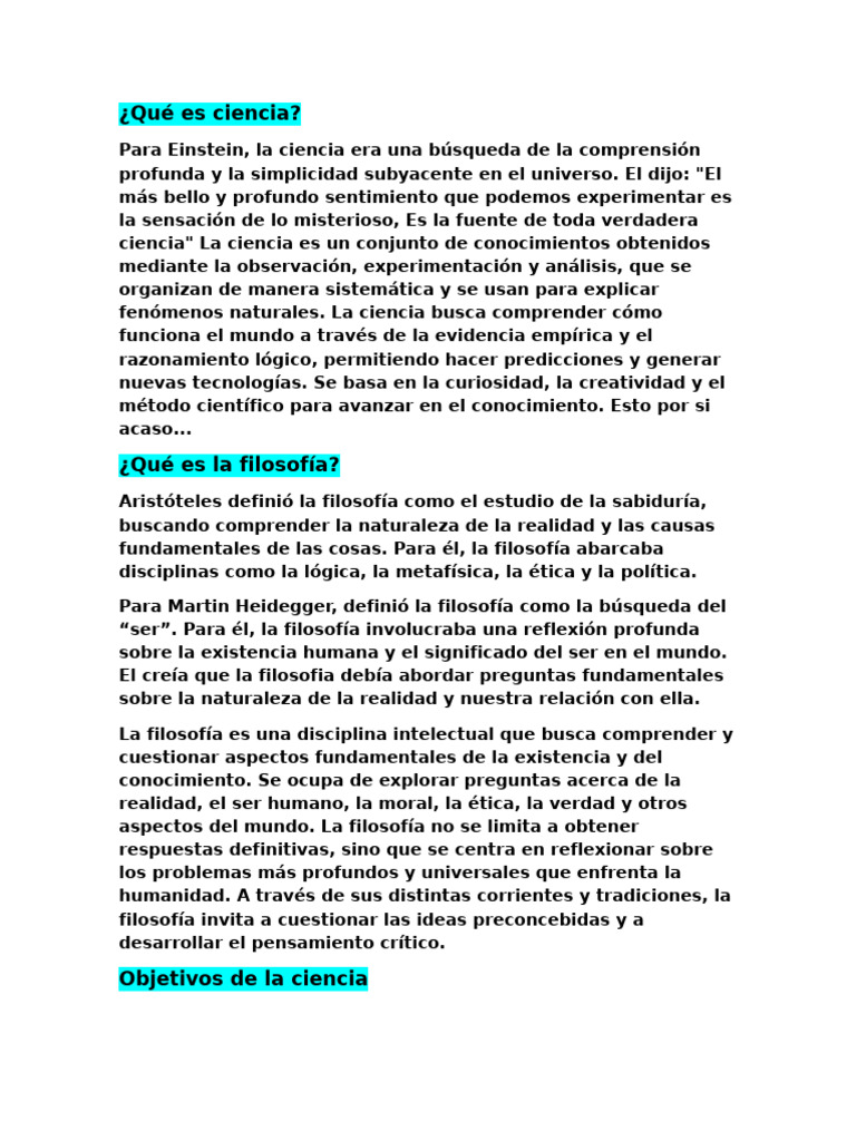 Filosofía y Ciencia | PDF | Método científico | Conocimiento