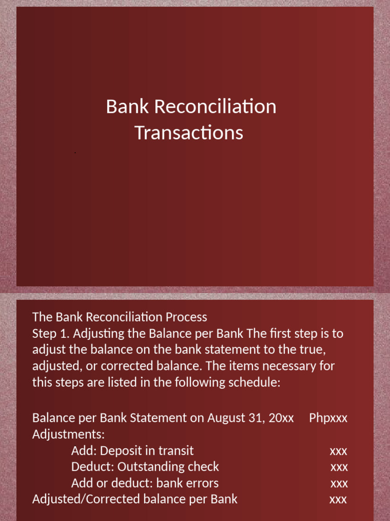 Bank Reconciliation Process Explained | PDF