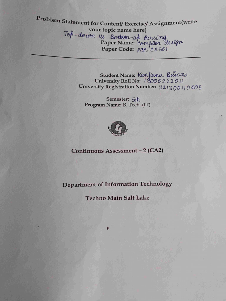 13000222011 Kankana Biswas PCC-CS501 CA2 | PDF