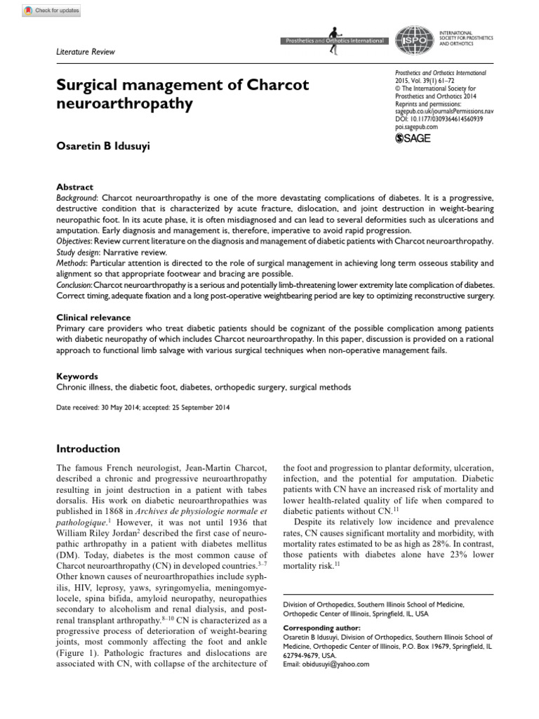 Charcot Foot review | PDF | Peripheral Neuropathy | Medical Specialties