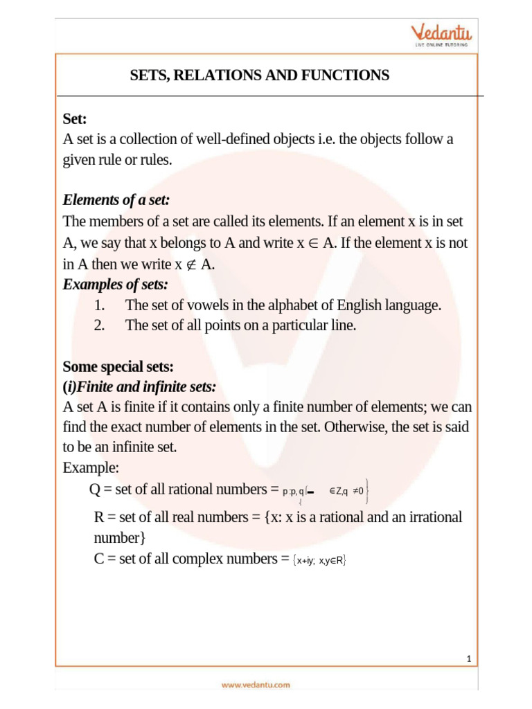 JEE Notes on Sets, Relations, Functions | PDF | Function (Mathematics ...