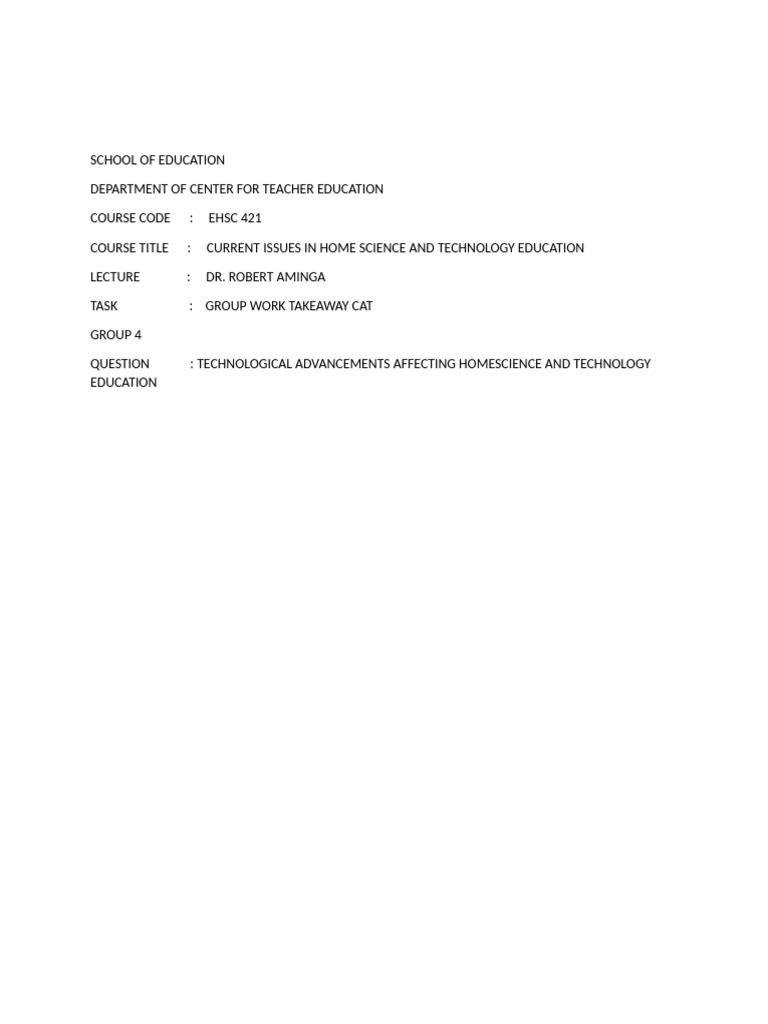 TECHNOLOGICAL ADVANCEMENTS AFFECTING HOMESCIENCE AND TECHNOLOGY EDUCATION | PDF | Educational ...