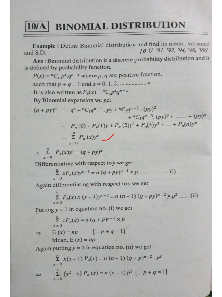 Binomial Distribution (Stat) | PDF