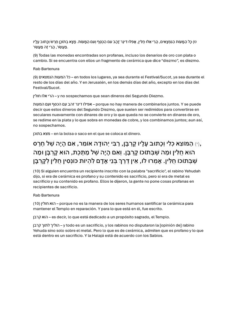 Normas sobre el Segundo Diezmo en Halajá | PDF