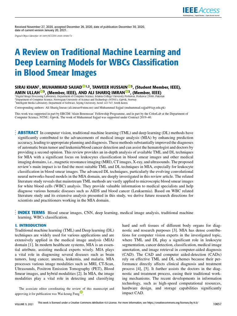 A Review on Traditional Machine Learning and Deep Learning Models for WBCs Classification in ...