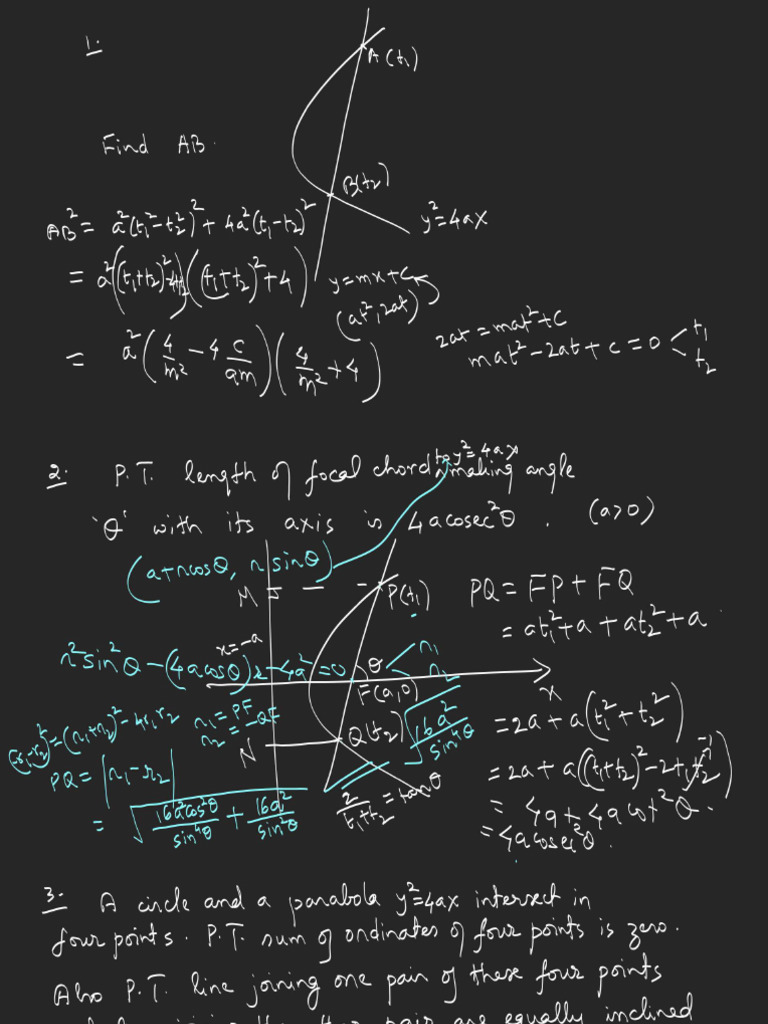 Parabola - L-05 (Class Notes) | PDF