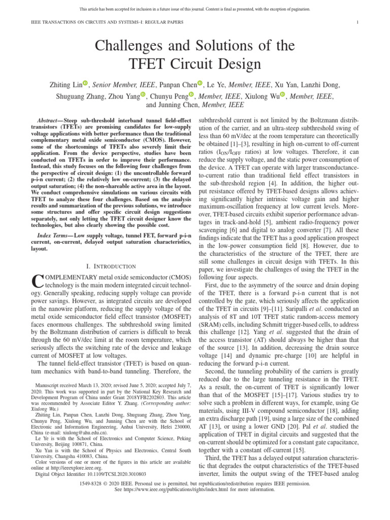 Challenges and Solutions of The TFET Circuit Design | PDF | Mosfet ...